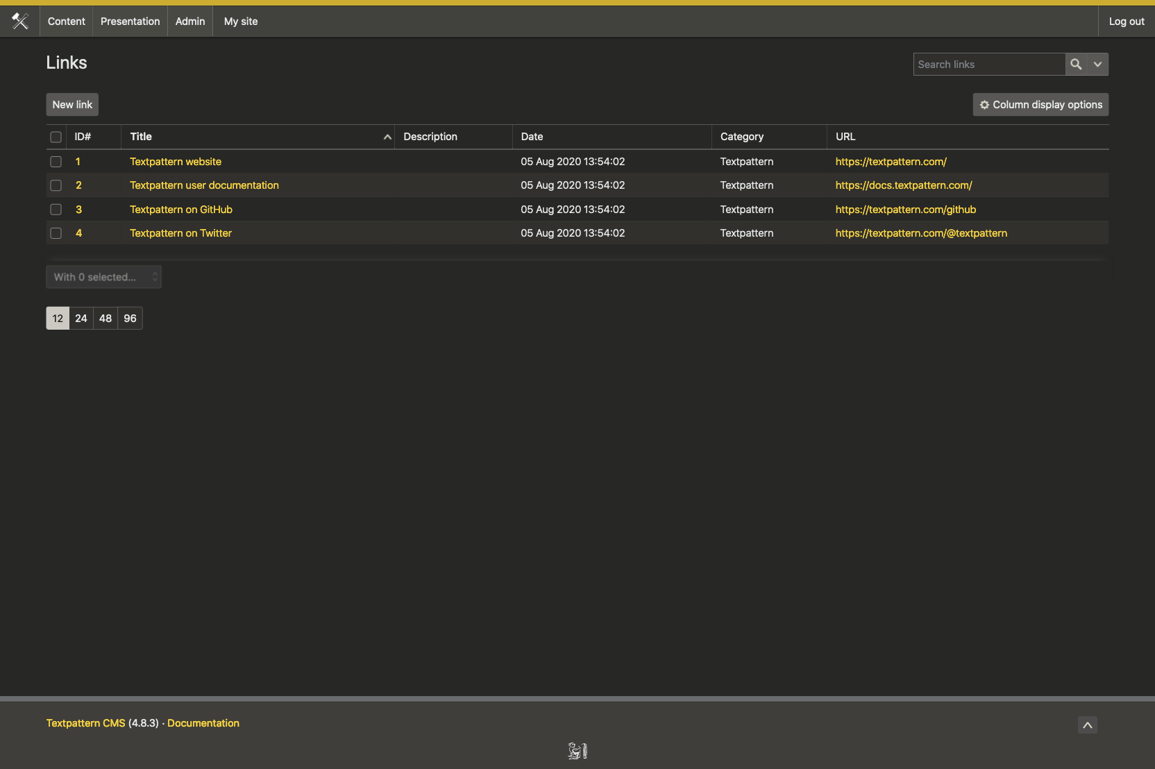 Theme: SandSpace admin theme / Textpattern CMS themes